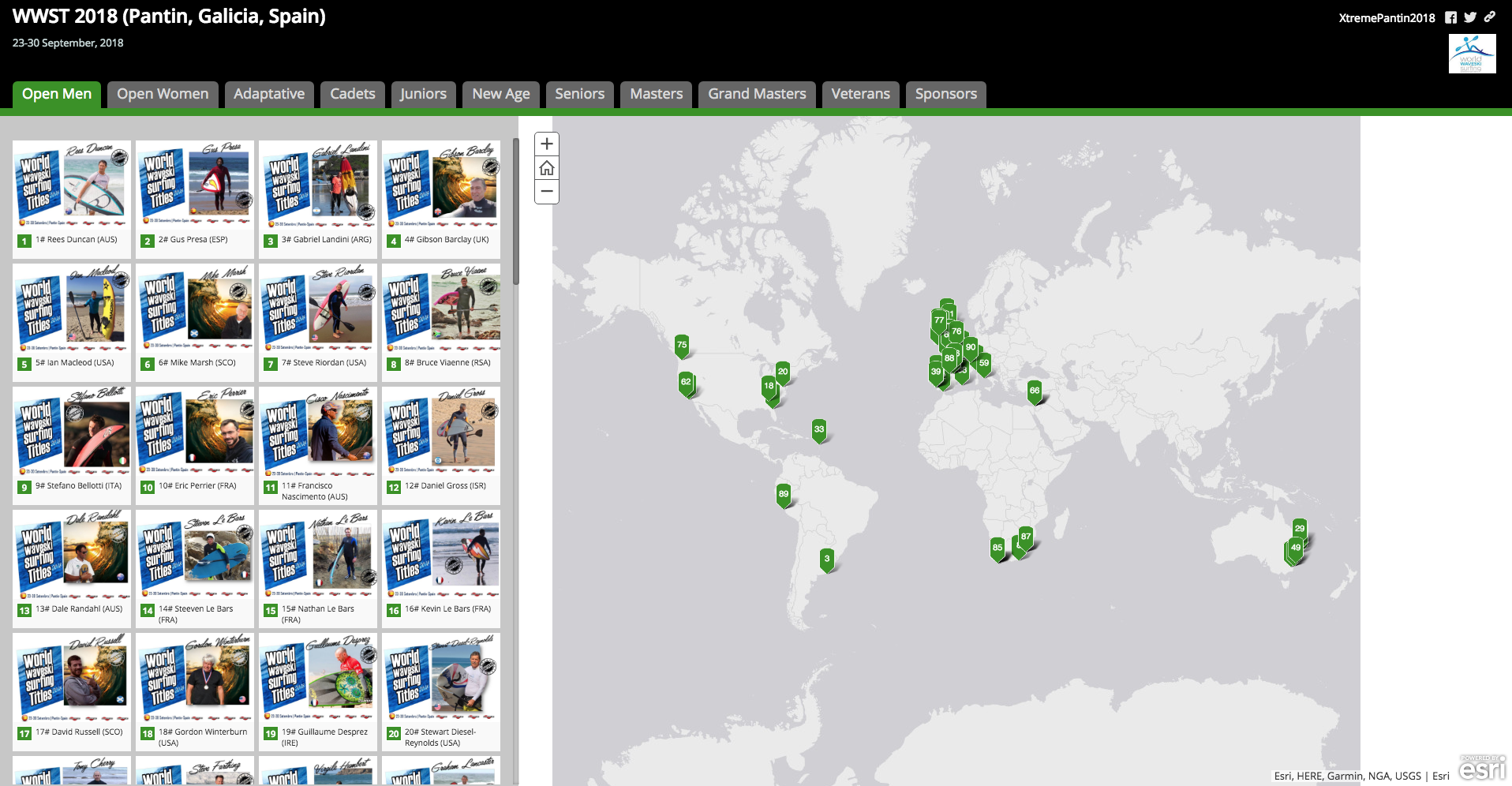 Nuevo mapa de inscritos (WWST ’18) – Waveski en España